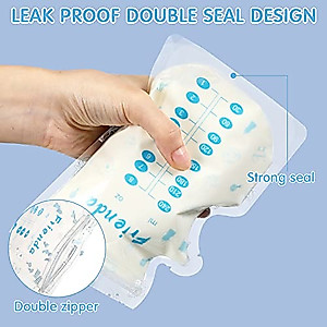 Sherr 500 Count Breastmilk Storage Bags 8 oz Breast Milk Storing Freezer Bags for Breastfeeding with Pour Spout Thickened Design Leak Proof Double Seal Self Standing Breastfeeding Storing Bags