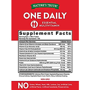 One Daily Womens and Men's Essential Multivitamin | 100 Mini Tablets | Non-GMO & Gluten Free | By Nature's Truth