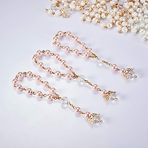 30 Pieces Baptism Rosary Acrylic Rosary Beads Mini Rosaries with Angel for The First Communion Baptism Party Favors (Pink Gold)