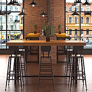 NIUYAO Bar Table Modern Simplicity Style in Solid Wood Fixed Top Table with Metal Legs for Bistro Cafe Home -Dark Wood ​71" L x 23.5" W x 41.5" H