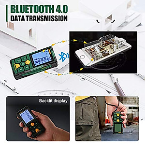 Laser Measure 196ft, POPOMAN Rechargeable with Bluetooth Laser Distance Meter, Intelligent House App for JoyPlan, 2.25' LCD Backlit, Measure Distance, Area, Volume, Pythagoras Measurement Tool