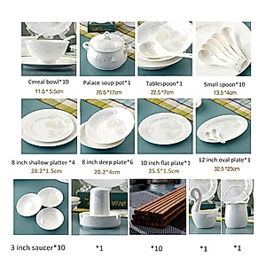 58 Pieces Dinnerware Set, European High-Grade Ceramics Dishes Set, Dinner Plates, Salad Bowls, Dessert Plates, Dishwasher and Microwave Safe, Great Gift