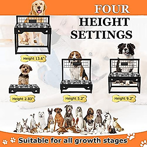 Ronjnndc Elevated Dog Bowls Raised Bowls with 4 Heights Adjustable Raised Dog Bowls Stand Feeder with Name Tag and 2 Stainless Bowls for Large Medium Small Dogs Pets