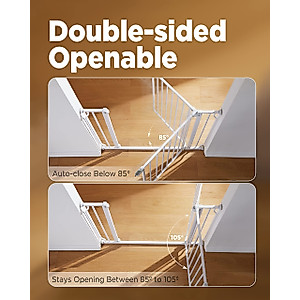 Ciays Baby Gate 29.5” to 33.5”, 30-in Height Extra Wide Dog Gate for Stairs, Doorways and House, Auto-Close Safety Metal Pet Child Gate for Dogs, Wall Pressure Mounted, White