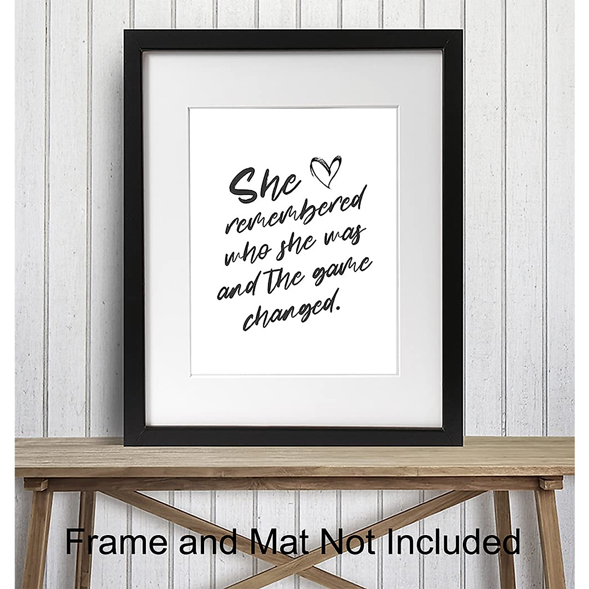 Positive Quotes Wall Art & Decor - She Remembered Who She Was And the Game Changed - Inspirational Posters for Women, Teen Girls - Motivational Sayings - Uplifting Encouragement Gifts - UNFRAMED