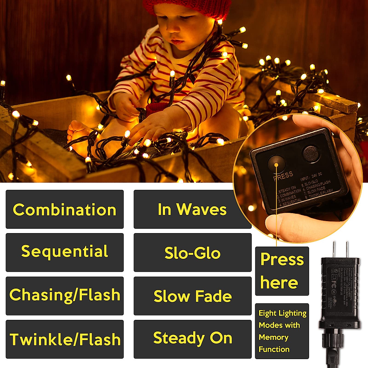 COSFLY Outdoor Christmas String Lights 209 ft 600 LED,UL Certificated Fairy String Lights for Outdoor Garden Halloween Wedding Party BBQ Party Decoration