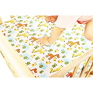 Waterproof Pack N Play/Mini Portable Crib Sheet Set 2 Pack 100% Jersey Cotton 190GSM Thickest Ultra Soft Stretchy for Baby Girl Boy Cute Animal by Knlpruhk