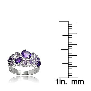 Ice Gems Sterling Silver Genuine African Amethyst and Amethyst Tonal Cluster Ring