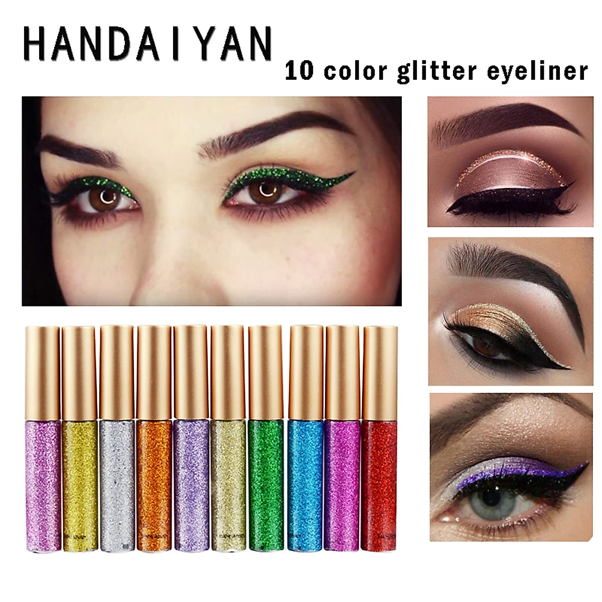 Kyannkara Liquid Glitter Eyeshadow Glitter Eyeliner Metallic Shimmer Eye Looks Galaxy Long Lasting Quick-Drying Sparkling Eye Shadow（09#）