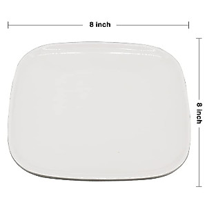 M&B GWPP Melamine Square Plates for Party, Set of 4 Dessert Salad Plates, Snacks, Appetizer Plates for restaurant indoor or outdoor picnic camping. (White)