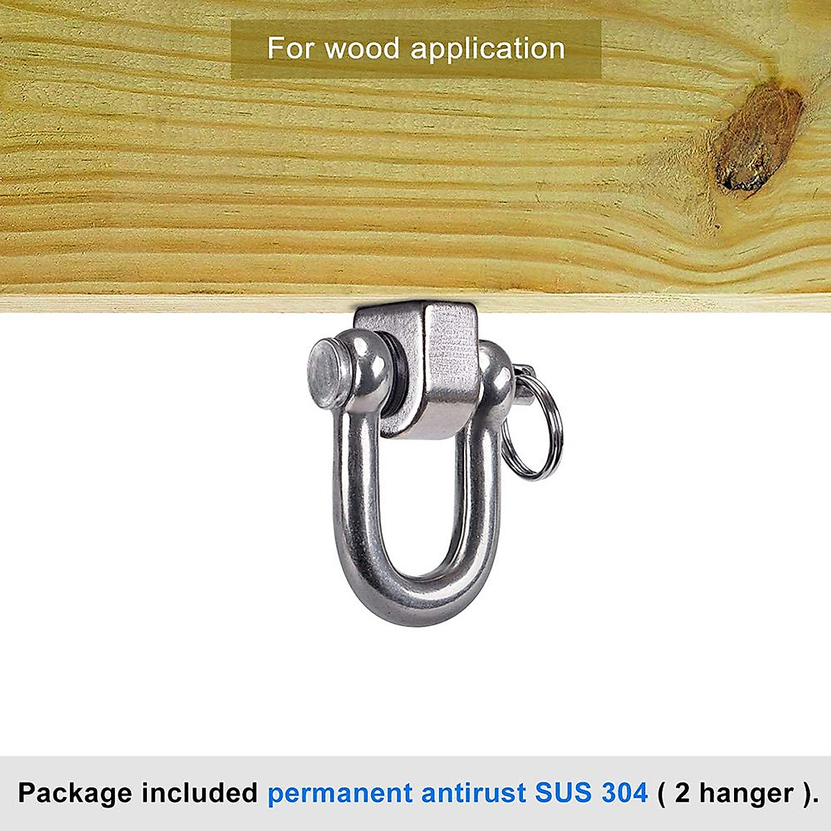 SELEWARE 2 Pack Swing Hangers Swing Set Hooks Stainless Steel Hammock Hooks for Porch Swing, Hammock Chair, Heavy Bag, Yoga Silk, Suspension Straps, Gymnastics Rings