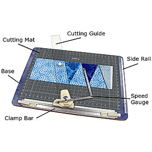 QuiltCut2 All-in-One Fabric Cutting System for Quilters - Includes Rotary Cutting Mat, Fabric Clamp, Cutting Guide, and Speed Gauge Ruler