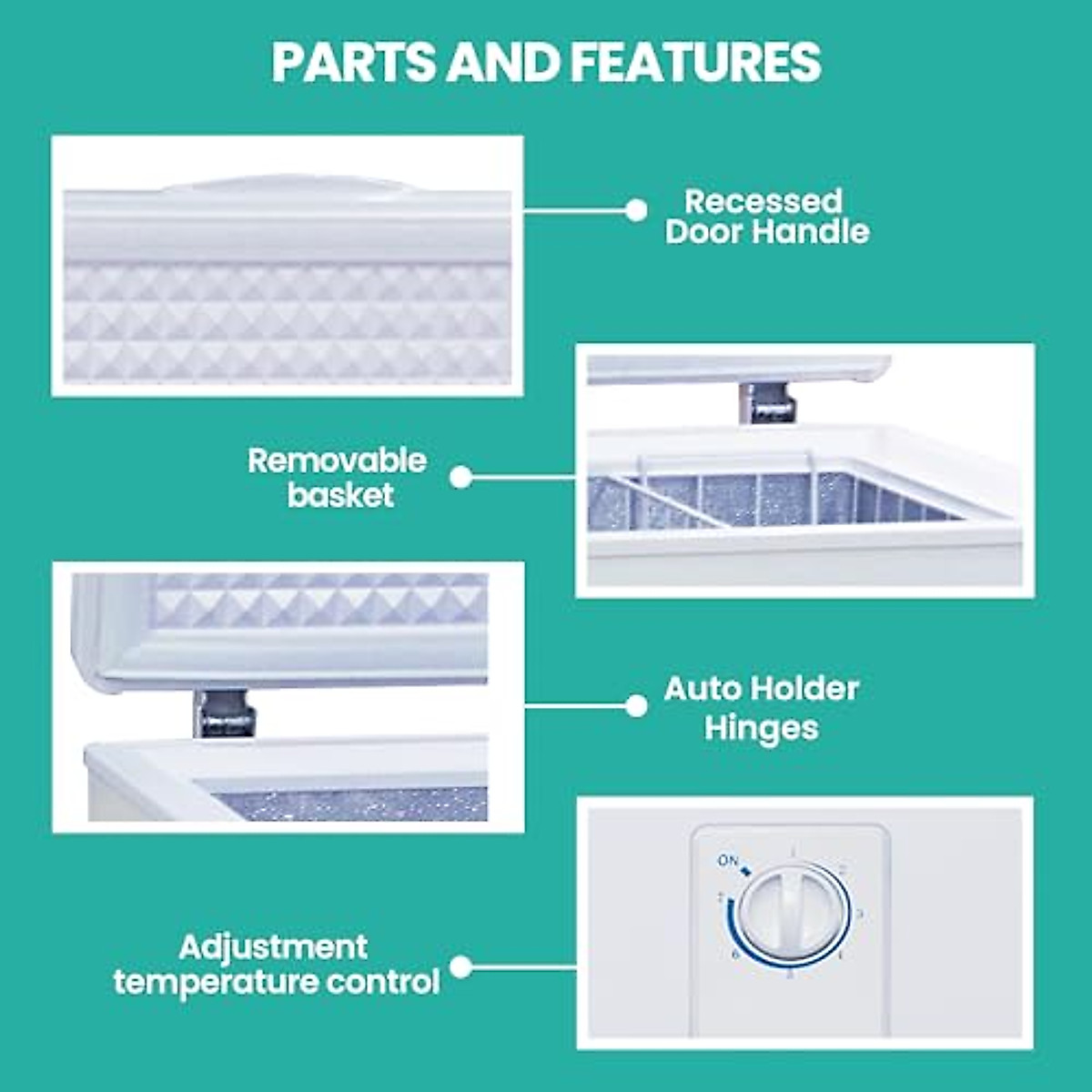 Koolatron 7.0 CuFt Chest Freezer with Manual Defrost Removable Storage Basket Adjustable Thermostat Quiet Compressor Cooling Stay-Open Lid Energy Efficient Deep Freezer for Home Basement Garage