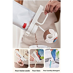 4Pcs Bag Clip with Pour spouts Food Clips to Seal Pour Food Storage Bag Clip with Spout for Cereal Snacks and More (4 in 1)