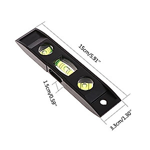 Magnetic Torpedo Level, Spirit Level 3 Bubble Level Torpedo Magnetic Level Bubble Measuring Tool (6 inch)