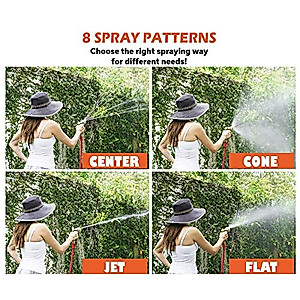 Garden Hose Nozzle | Hose Spray Nozzle | Water Nozzle Water Hose Nozzle Sprayer | 8 Adjustable Watering Patterns, Slip and Shock Resistant for Watering Plants, Cleaning, Car Wash and Showering Pets