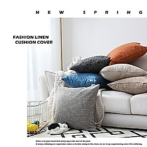 Kevin Textile 2 Pack Decorative Linen Throw Pillow Covers, Outdoor Pillows Cover Large Cushion Case for Couch/Chair, 24 x 24 inches, 61cm, Grey