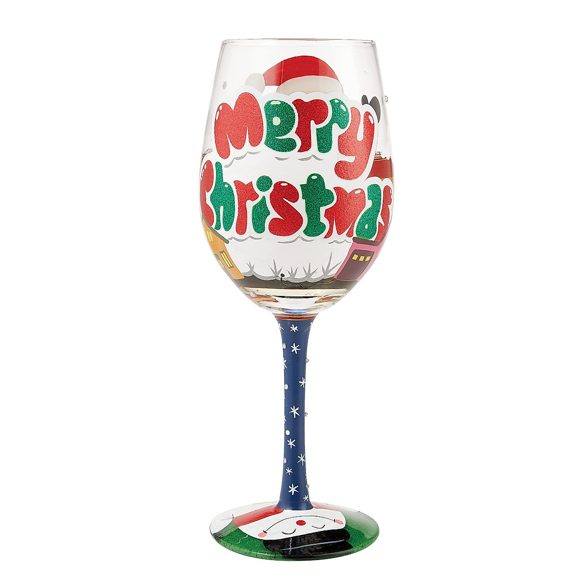 Enesco Designs by Lolita Holiday Go Big this Christmas Santa Hand-Painted Artisan Wine Glass, 15 Ounce, Multicolor