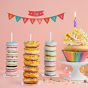 Donut Stand Acrylic 4 Pack, Clear Bagel Holder Stand, Donut Tower Stand, Donut Display Stand for Dessert Table, Doughnut Holder for Birthday, Wedding, Baby Shower, Christmas, Party