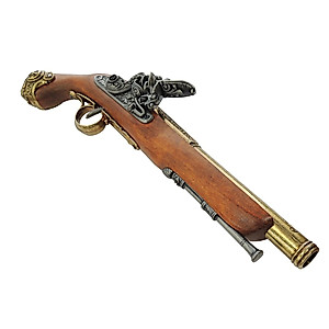 Denix 18th Century Flintlock Pistol with Brass Ornate Handle Butt - Non-Firing Replica