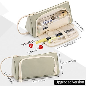 EASTHILL Pencil Case Large Capacity Pencil Pouch School Suppies Pen Case Simple Stationery College Office Organizer for Girls Adults-Light Green