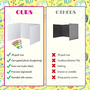 30 Pcs 14 × 17.5 × 14 Inch Privacy Folders for Student Plastic Sturdy and Waterproof Privacy Shields Test Desk Dividers with Classroom Privacy Boards for School Study Teacher Supplies