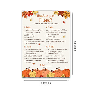 PUMPKINS Baby Shower Game — WHAT'S ON YOUR PHONE Baby Shower Game — Pack of 25 — LITTLE PUMPKIN Baby Shower Games, Fall Halloween Baby Shower Game, Baby Shower Activity, SKU G330-PHN