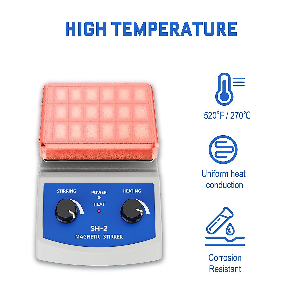 ANZESER Magnetic Stirrer Hot Plate w/Stir Bar,100-2000rpm Magnetic Hotplate Stirrer, 180W Heating Power Hot Plate Stirrer, Max 520℉ Hot Plate with Magnetic Stirrer