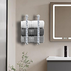 Meetart Towel Racks for Bathroom,Crystal Crushed Diamond Wall Towel Bar,2 Bar Mounted Bathroom Towel Organization for Rolled Towels,Rolled Blanket.（20”）