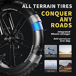 Auloor Electric Bike Adults 750W Motor 48V 12.8Ah Removable Larger Battery 20'' Fat Tire Folding Ebike 30MPH Snow Beach Mountain Electric Bicycle Shimano 7-Speed