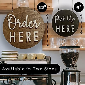 Order Here Pick Up Window Wood & Acrylic Hanging BUSINESS Sign COFFEE SHOP Restaurant Bakery Ice Cream Stand Decor Pick Up Kiosk Retail