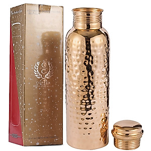 Pure Copper Bottle - 100% Solid Handcrafted Copper Hammered Bottle, Capacity 34 Oz/1000 ML - Copper Bottle for Home, Office, Hotel and Gifting
