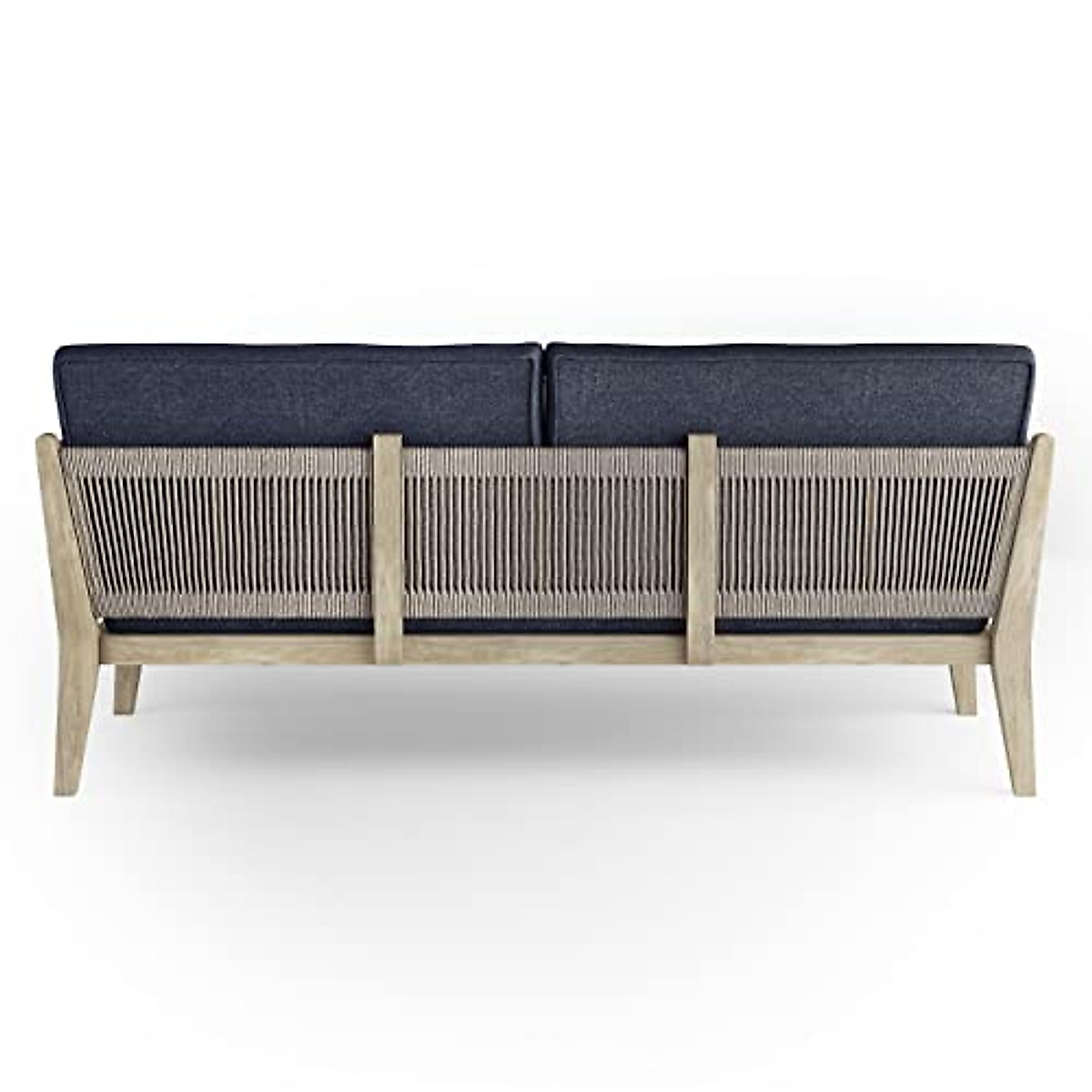 SIMPLIHOME Cayman 77 Inch Wide Contemporary Outdoor Sofa with Décor Pillows in Slate Grey Polyester Fabric, For the Living Room and Family Room