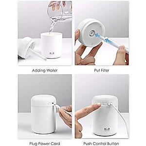 Colorful Cool Mini Humidifier, USB Personal Desktop Humidifier for Bedroom,Office Room, Car,etc. Auto Shut-Off, 2 Mist Modes, Super Quiet. (White)