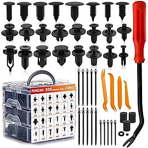 Car Retainer Clips Automotive Plastic Rivets Xmas Tree Retainer Clips 850PCS Auto Body Clips Bumper Push Pin Clips with 15 Cable Ties Fastener Remover for GM Ford Toyota Honda Chrysler Acura