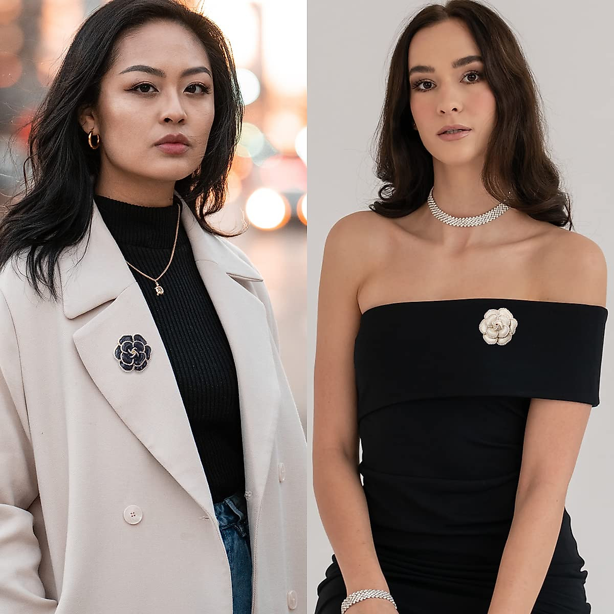 Goldaw 2 Pieces Flower Brooch Pin Petal Elegant Exquisite Art Brooch for Women Wedding Banquet Party Brooch Simple Pin