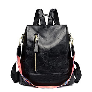 ZOCILOR Backpack Purse for Women, Stylish Leather Design, Large Capacity Travel & College Shoulder Bag, Anti-Theft Feature with Rear Zipper Opening (Black)