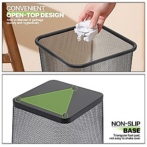 Magshion 5 Gallon Small Mesh Trash Can, Open-Top Metal Garbage Bin Container, Trash Wastebasket for Kitchen, Bathroom, Bedroom and Outdoor, Black