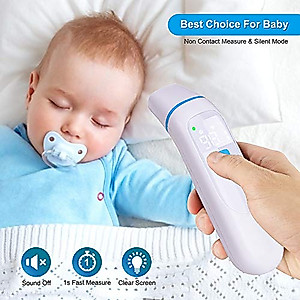 Digital Infrared Ear Thermometer for Adults and Kids Baby Babies Toddlers Forehead Basal Fever Instant Read Thermometers for Humans, Home with Fever Alarm, LED Display and Memory Function