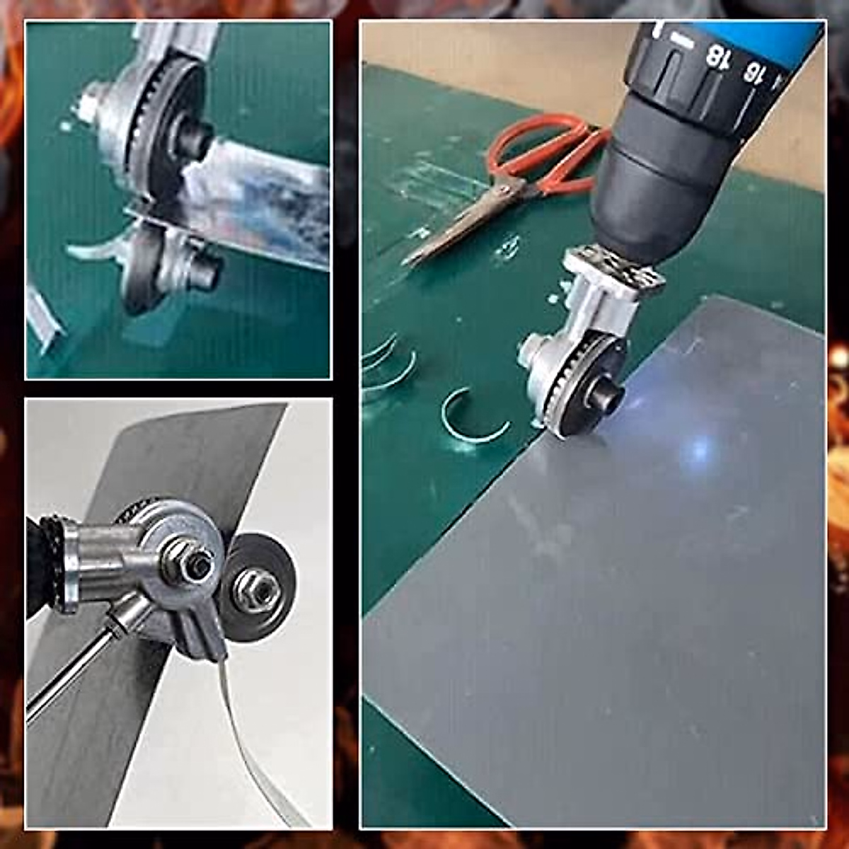 Electric Drill Plate Cutter, Electric Drill Shears Attachment Cutter Nibbler, Double Headed Sheet Metal Nibbler Cutter, Safe and Durable Drill Attachment for Metal Cutting