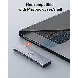 USB C Hub Adapter for MacBook Pro/Air M1M2 2022 2021 2020 13" 15" 16",Multiport MacBook Adapter MacBook Accessories with 4K HDMI,3USB3.0,Audio,100W Thunderbolt-Enabled USB-C,Support MagSafe 3 Charging