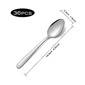 36 Pieces Teaspoons Set (6.2 inch), Pleafind Spoons Silverware, Stainless Steel Tea Spoons, Small Spoons, Mirror Polished Teaspoon, Dessert Spoons for Home, Kitchen, Restaurant, Dishwasher Safe