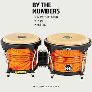 Meinl Percussion FWB190AF Free Ride Series Wood Bongos, Amber Flame Finish