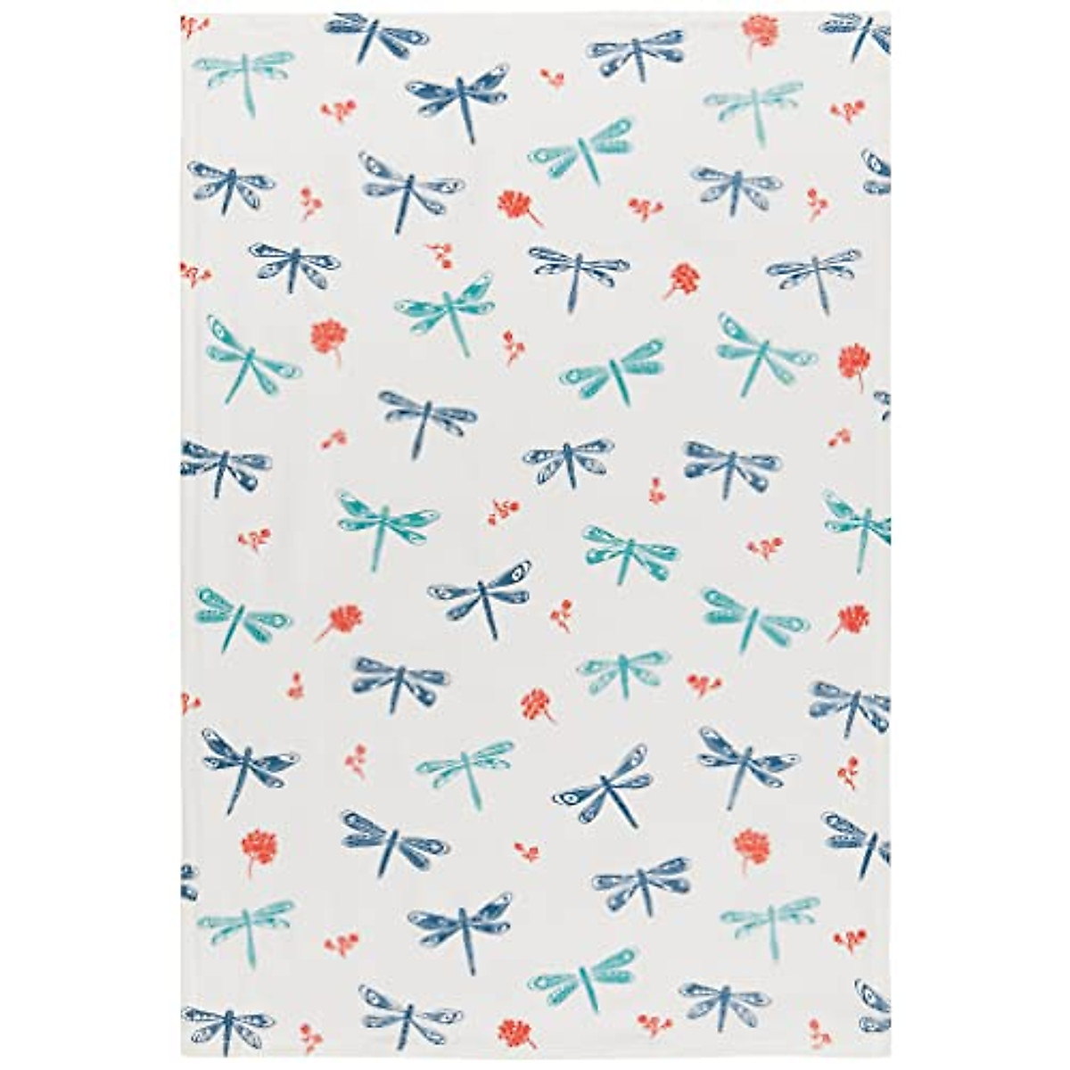 Now Designs Floursack Kitchen Towels Quick Dry Cotton Hand Towel Set, 3 Count, Dragonfly, 20 x 30 in