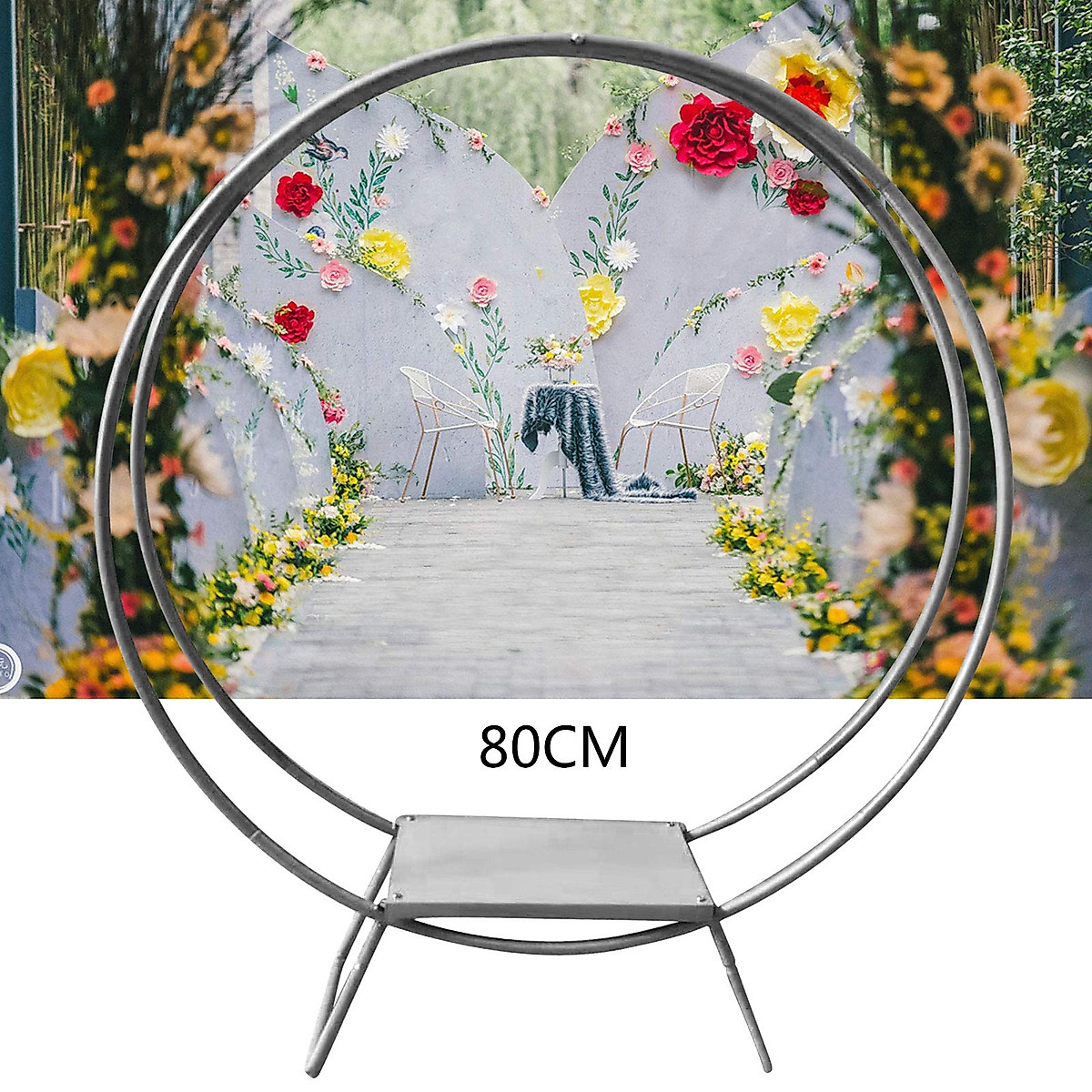 LOYALHEARTDY Wedding Arch Cake Stand Metal Flower Stand Cupcake Holders Stand Dessert Display Decorative Background Wedding Reception Events Party Decorations (80CM/Silver-B)