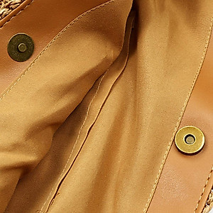 Women Straw Shoulder Bag Summer Beach Lightweight Large Wallet Handmade Woven Handbag (Khaki)