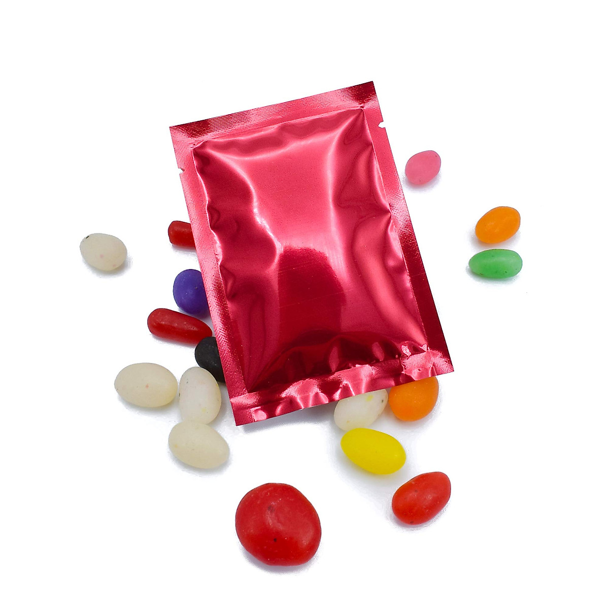 QQ Studio 200 PCS Metallic Mylar Foil Open Top Sealable Bags (7x10cm (2.7x3.9"), Red)