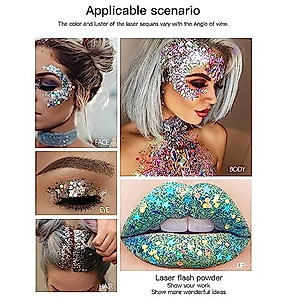 6 Colors Set Fine Glitter Holographic Glitter Craft Cosmetic for Body Face Hair Glitter Bulk, Glitter Tumbler Candle Making 180ML