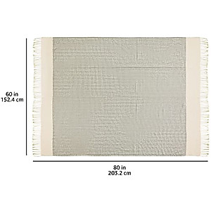 Amazon Aware Woven Cotton Throw Chevron Block Blanket - 60 x 80-Inch , Natural/Balsam Green