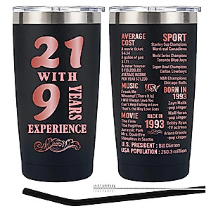 Henghere 30th Birthday Gifts for Women, 30th Birthday Gift for Friend, Mom，Sister, Wife, Aunt, Coworker, Happy 30 Year Old Birthday Decorations Women | Thermos Cup - Black